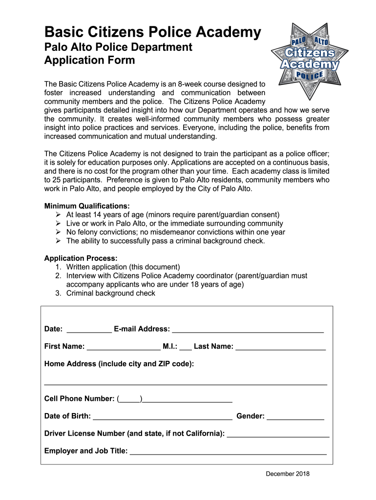 Fillable Online Basic Citizens Police Academy Fax Email Print - pdfFiller