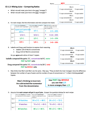 Fillable Online 2: Mixing Juice Comparing Ratios Fax Email Print ...