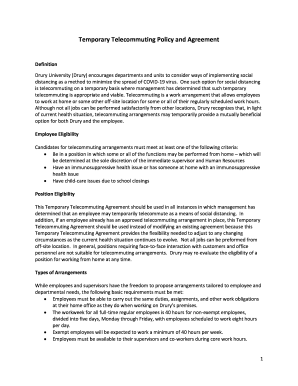 Fillable Online Temporary Telecommuting Policy and Agreement Fax Email ...