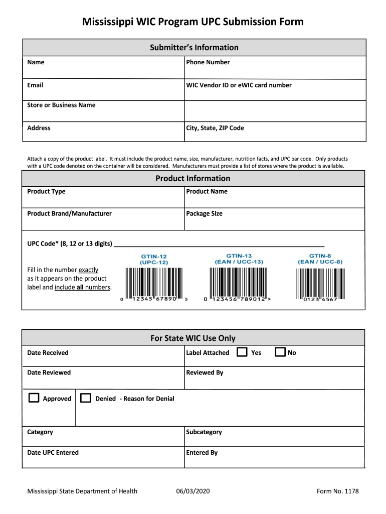 Fillable Online WIC Vendor Information - Mississippi State Department ...