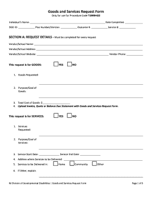 Fillable Online Goods and Services Request Form Fax Email Print - pdfFiller