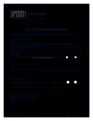 Fillable Online ARTICULATION AGREEMENT REQUEST FORM Fax Email Print - pdfFiller