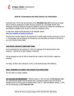 Fillable Online 2019 W-2 Instructions and other General Tax Information ...
