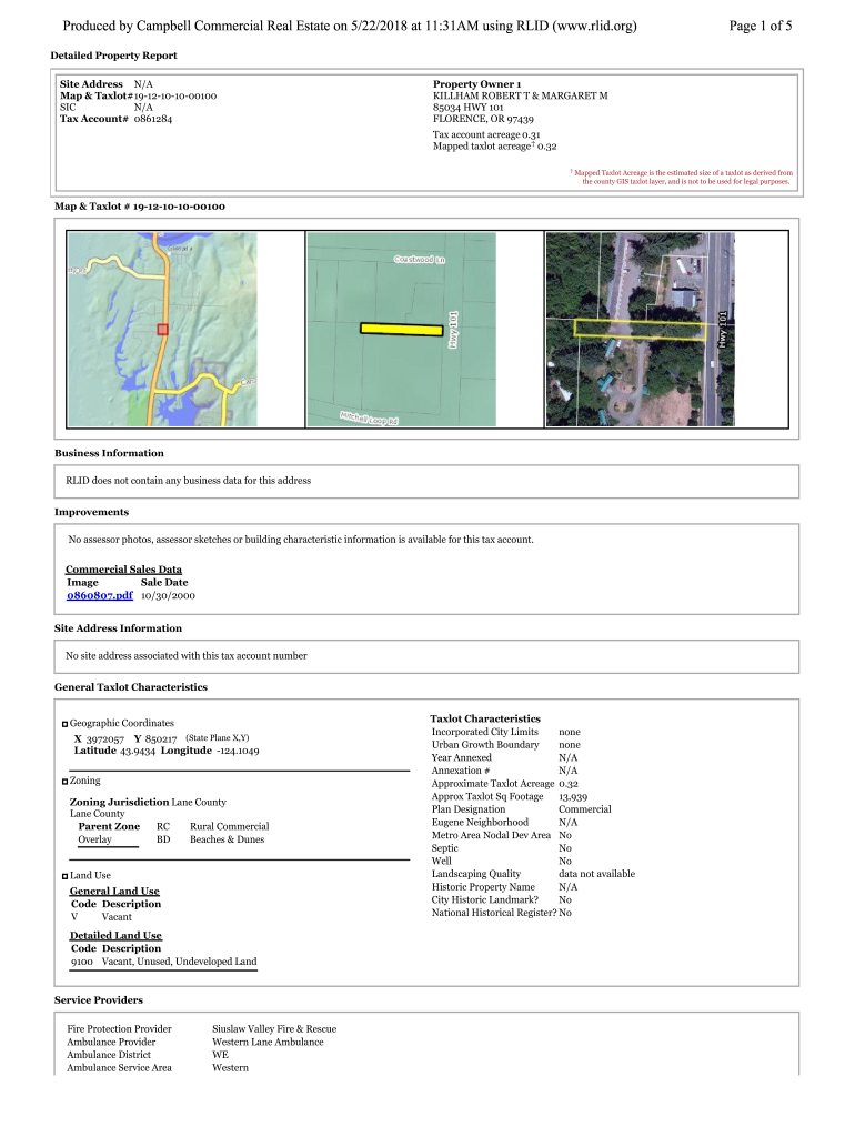 Fillable Online Lane County Assessment and Taxation Prop Info Report ...