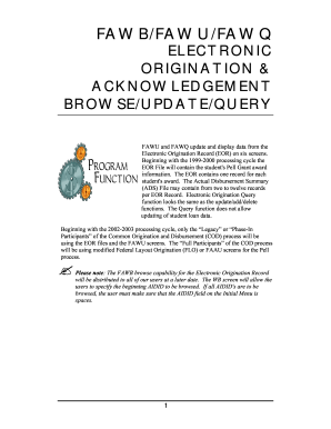 Fillable Online FAWB/FAWU/FAWQ. Electronic Origination ...