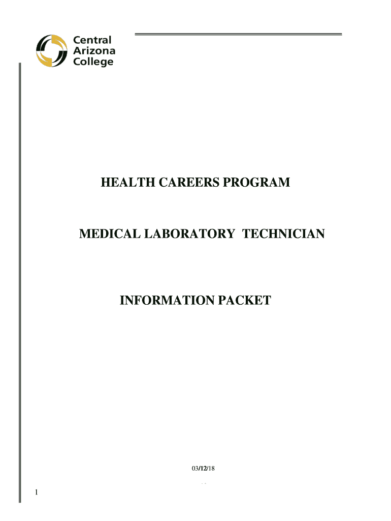Fillable Online Medical Laboratory Technician Info Packet.docx Fax ...