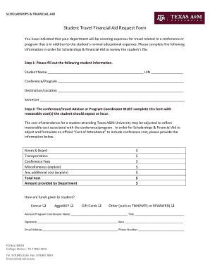 Fillable Online Student Travel Financial Aid Request Form Fax Email ...