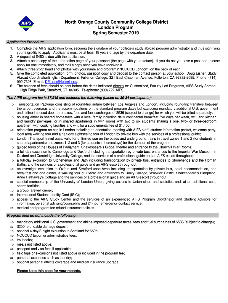 Fillable Online North Orange Continuing Education - National ...