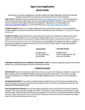 Fillable Online Agent Card Application Quick Guide Fax Email Print ...