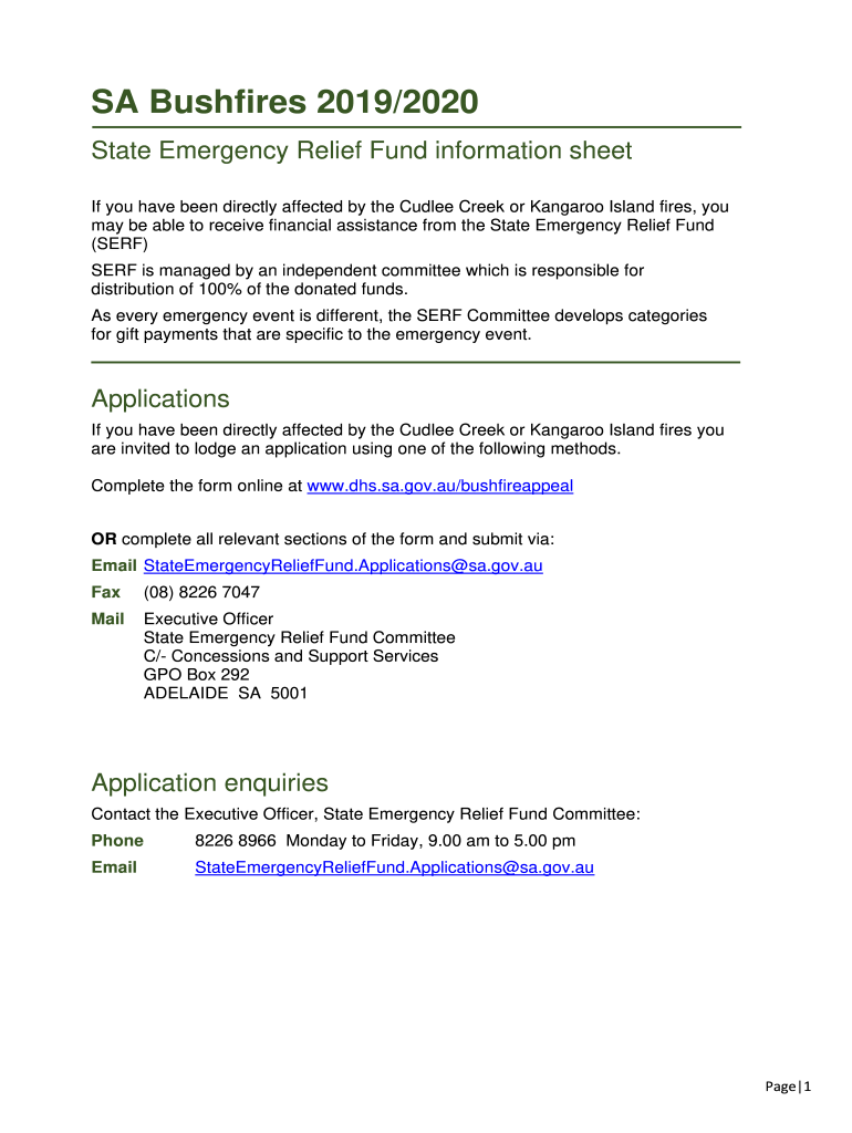 Fillable Online State Emergency Relief Fund Application Form - Home SA ... Fax Email Print ...