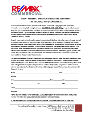 Fillable Online CLIENT REGISTRATION & NON-DISCLOSURE AGREEMENT Fax ...