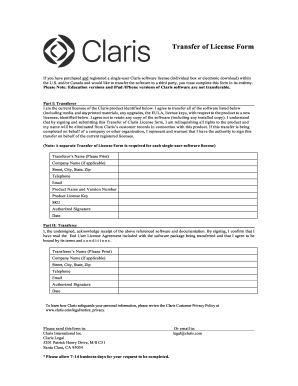 Fillable Online Single License Transfer Form Fax Email Print - pdfFiller