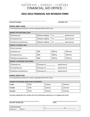 Fillable Online 2015-2016 FINANCIAL AID REVISION FORM Fax Email Print ...