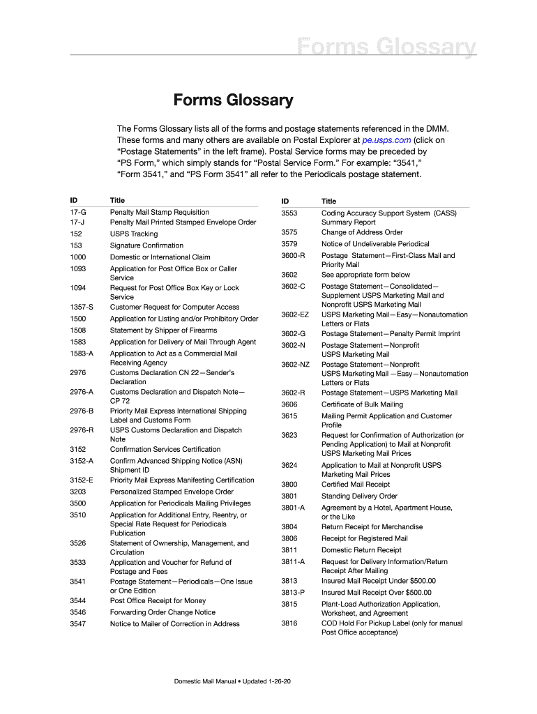 Fillable Online Fillable Online 1-21-18 The Forms Glossary lists all of the ... Fax Email Print ...