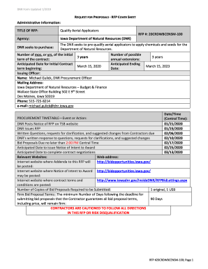 Fillable Online REQUEST FOR P RFP COVER SHEET Administrative ...