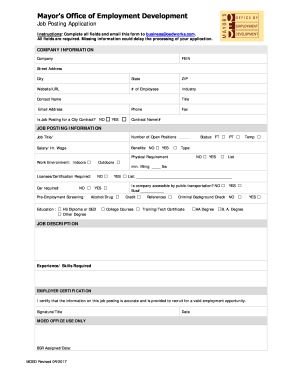 MOED Job Posting Form - Mayor's Office Of Employment - Fill and Sign ...