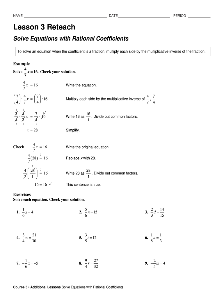 Lesson 4 Homework Practice Solve Equations With Variables On Each Side - Fill Online, Printable ...