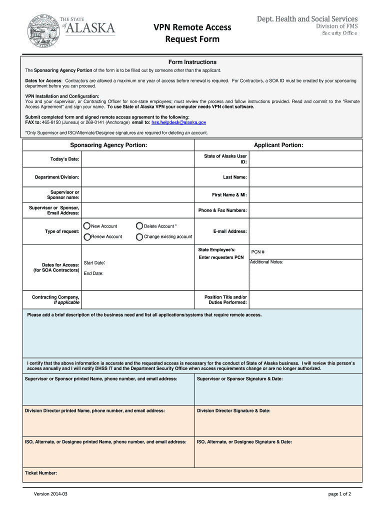 Fillable Online VPN Remote Access Request Form Fax Email Print - pdfFiller