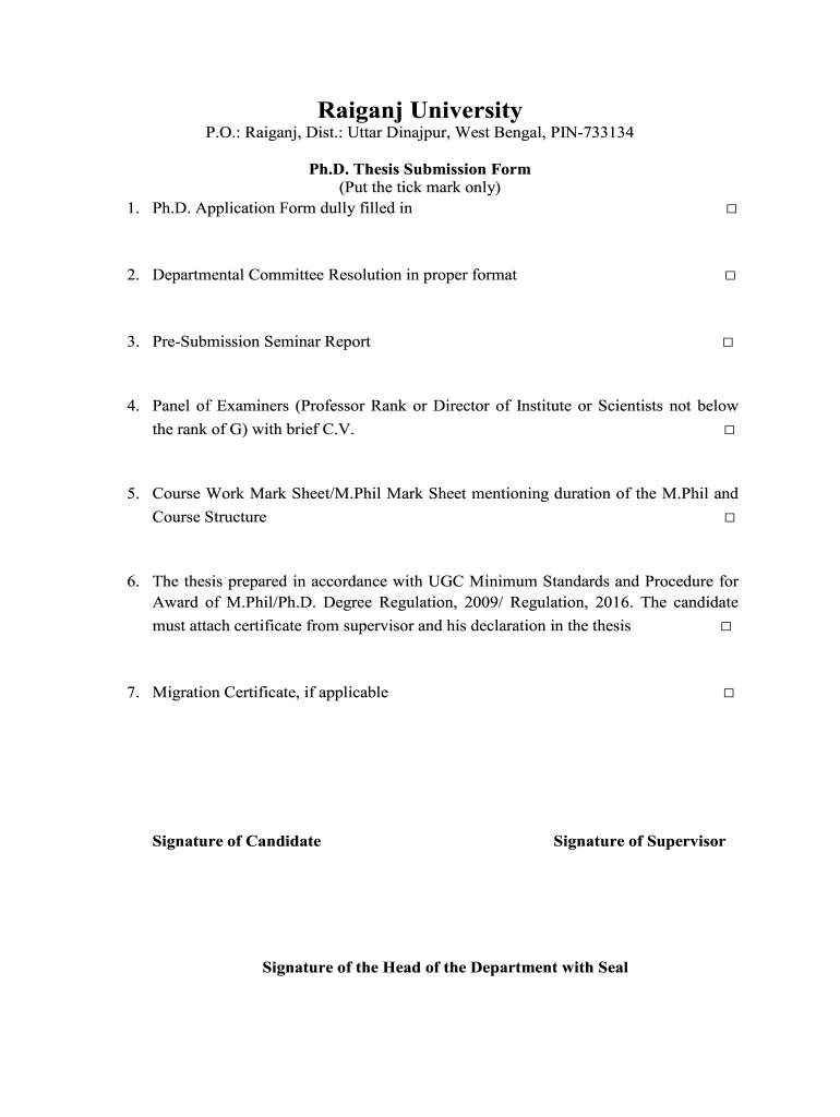 Ph.d. Thesis Submission Form - Fill Online, Printable, Fillable, Blank ...
