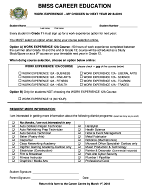 Fillable Online Work Experience Education Guide - Work Experience ...