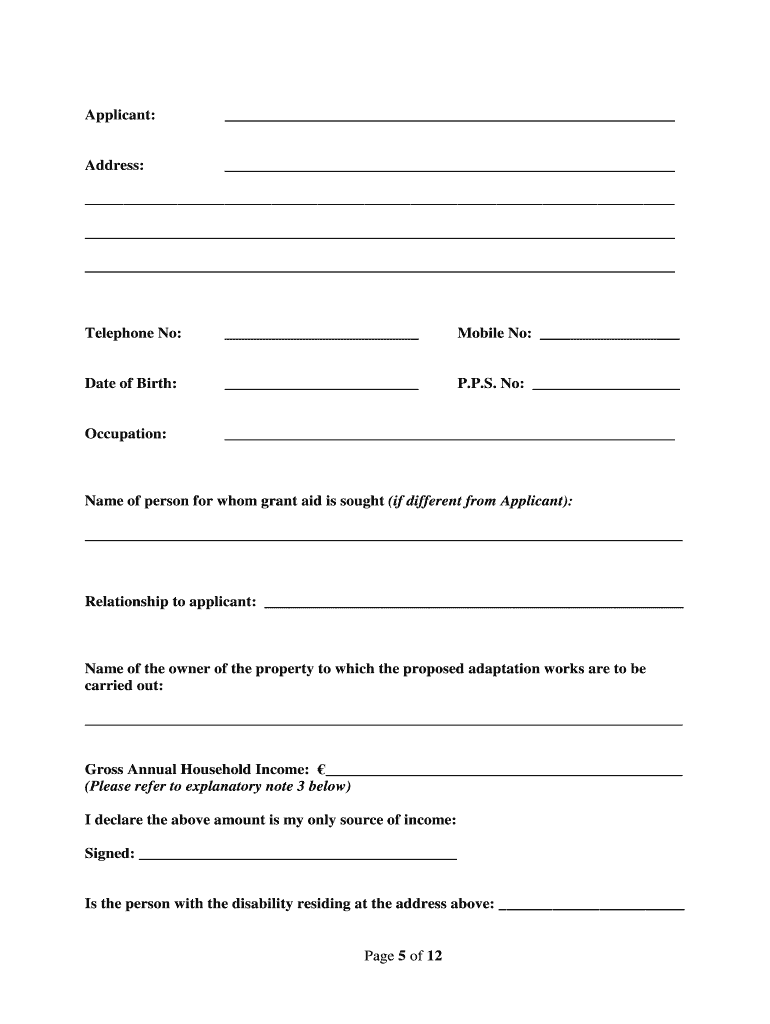 Housing Adaptation Grant For People With A Disability Application Form - Fill Online, Printable ...
