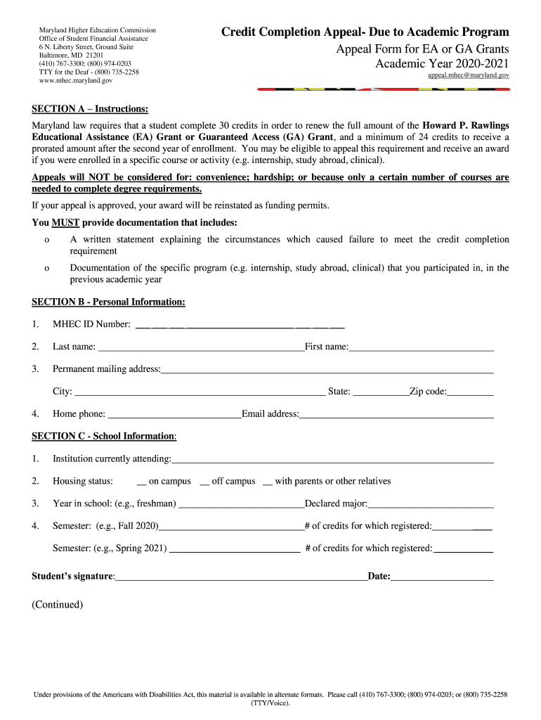 Fillable Online 2021 MHEC Appeal Form Fax Email Print - pdfFiller