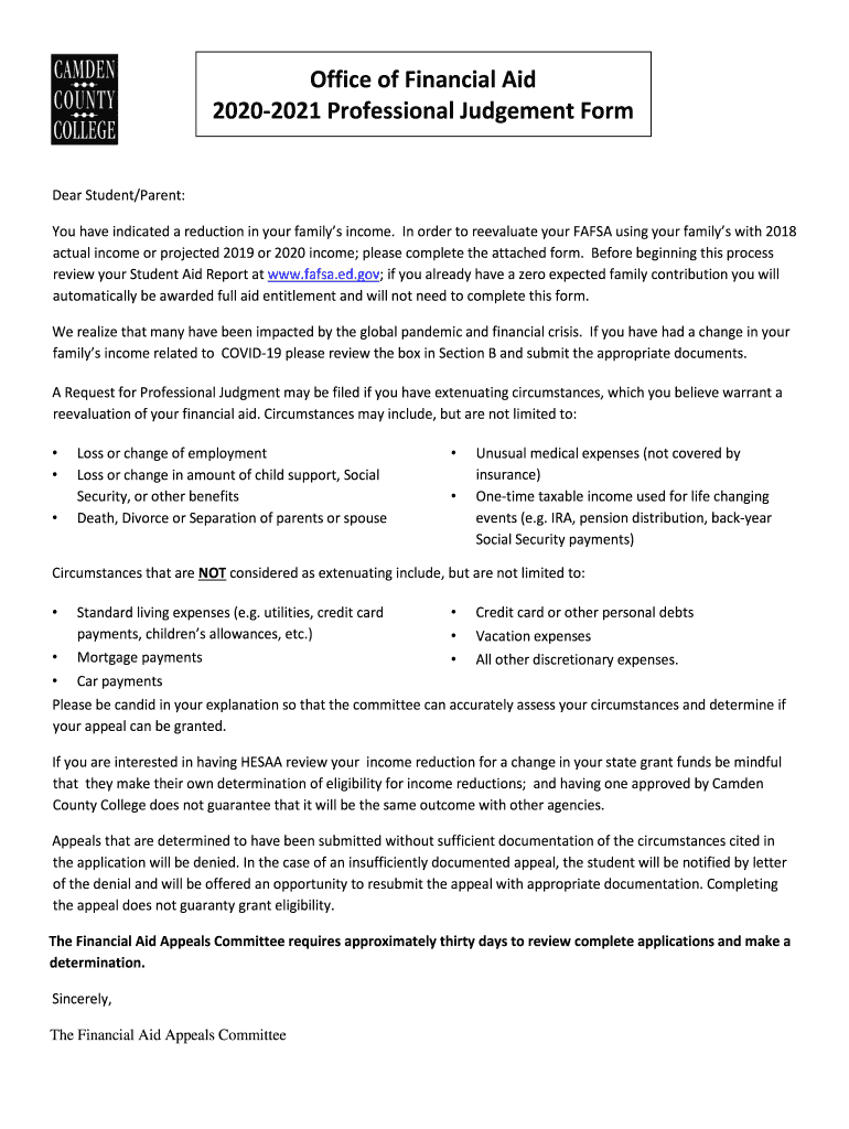 Professional Judgement Form - Fill Online, Printable, Fillable, Blank ...