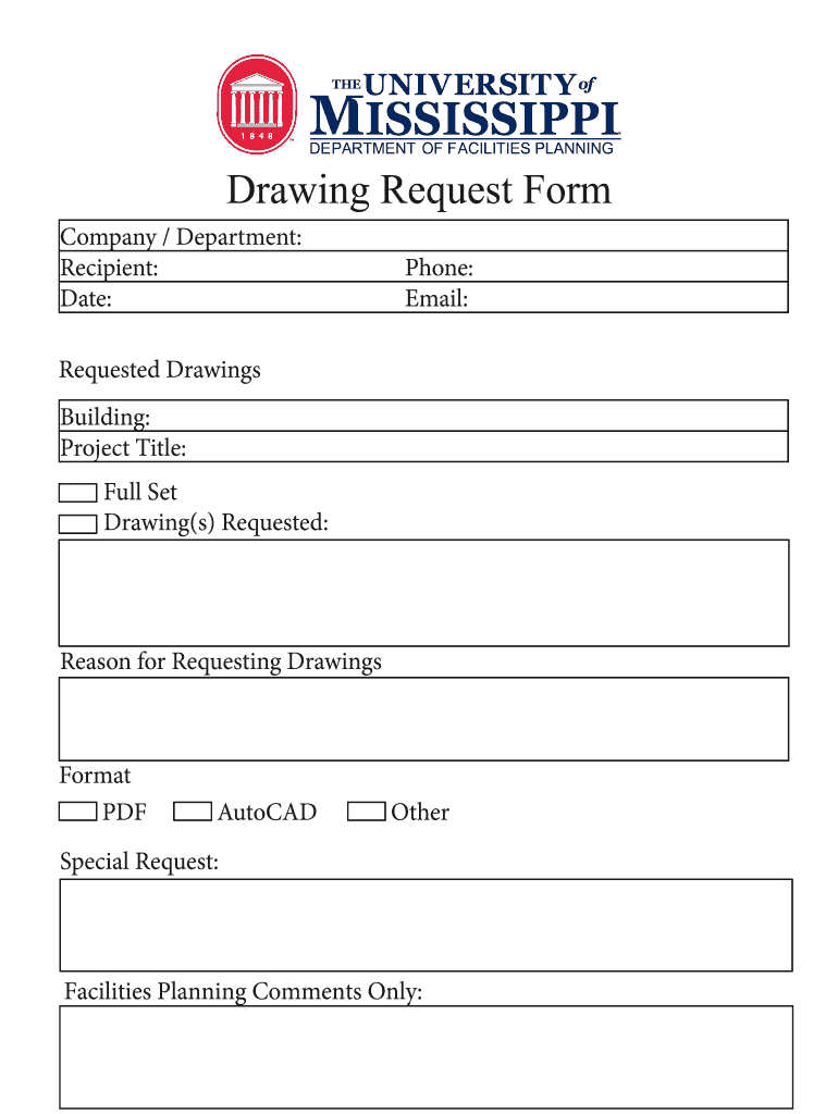 Fillable Online Drawing Request Form - Facilities Planning Fax Email ...