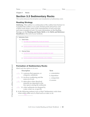 Section 3 3 Sedimentary Rocks Answer Key - Fill Online, Printable ...
