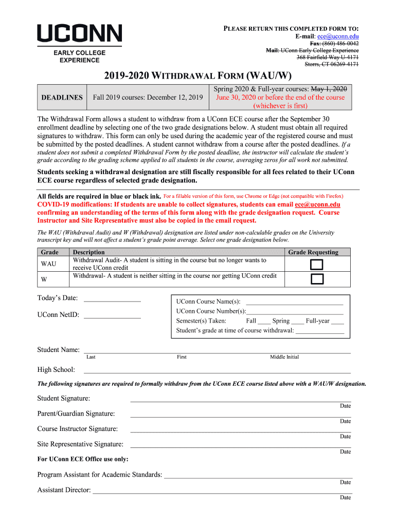 Fillable Online Mail: UConn Early College Experience Fax Email Print ...