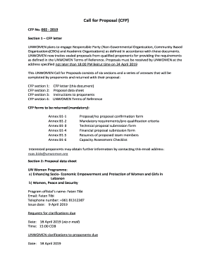 Fillable Online Call for Proposal (CFP) - UNDP Procurement Fax Email Print - pdfFiller