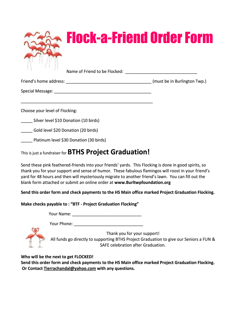Fillable Online Flock-a-Friend Order Form Fax Email Print - pdfFiller