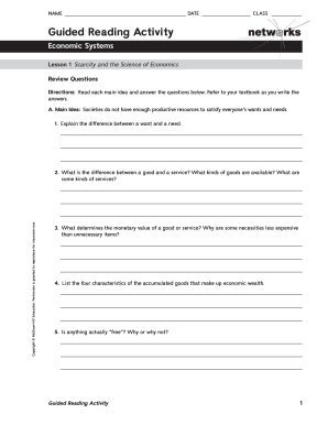 Fillable Online Guided Reading Activity Economic Systems Answer Key ...