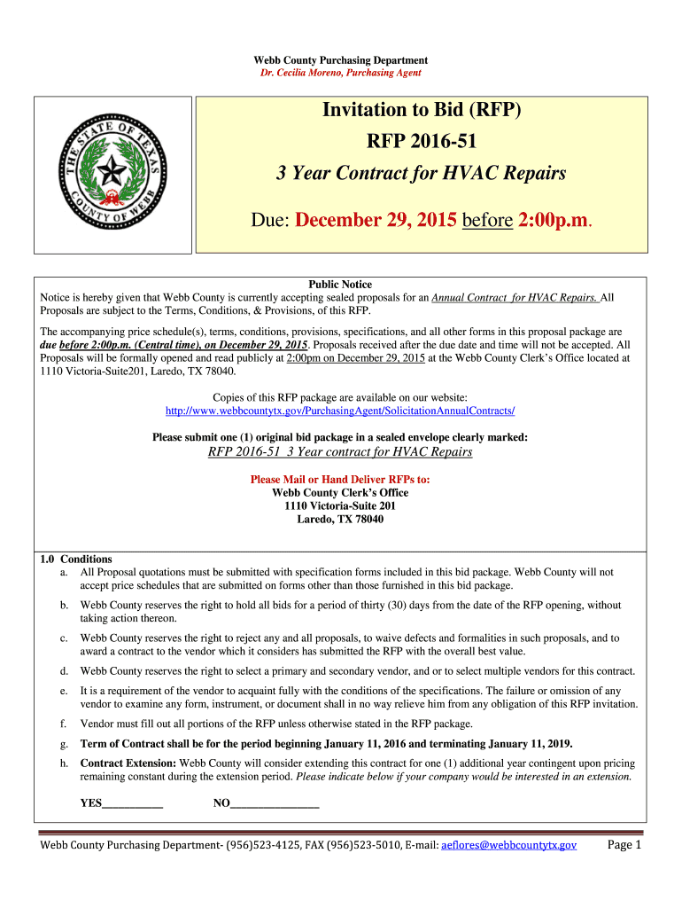 Fillable Online Invitation to Bid (RFP) Fax Email Print - pdfFiller