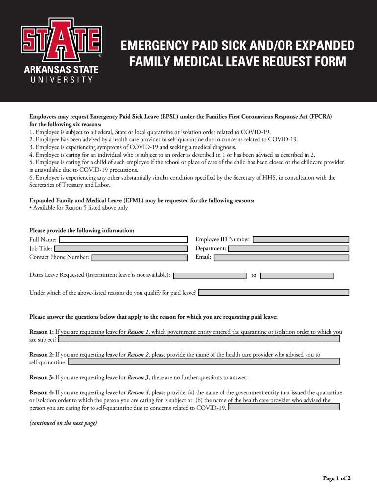 Fillable Online COPY Emergency Paid Sick Leave Form Fax Email Print ...