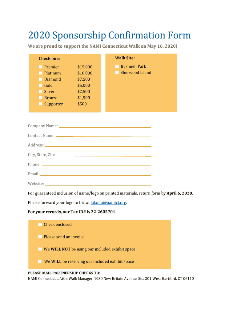 Fillable Online Confirmation Sponsor Form - St. Christopher Church Fax ...