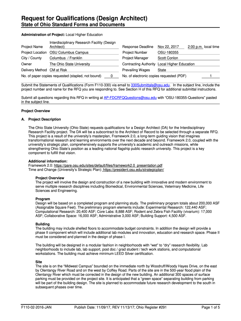 Fillable Online Request for Qualifications (Design Architect) Fax Email ...