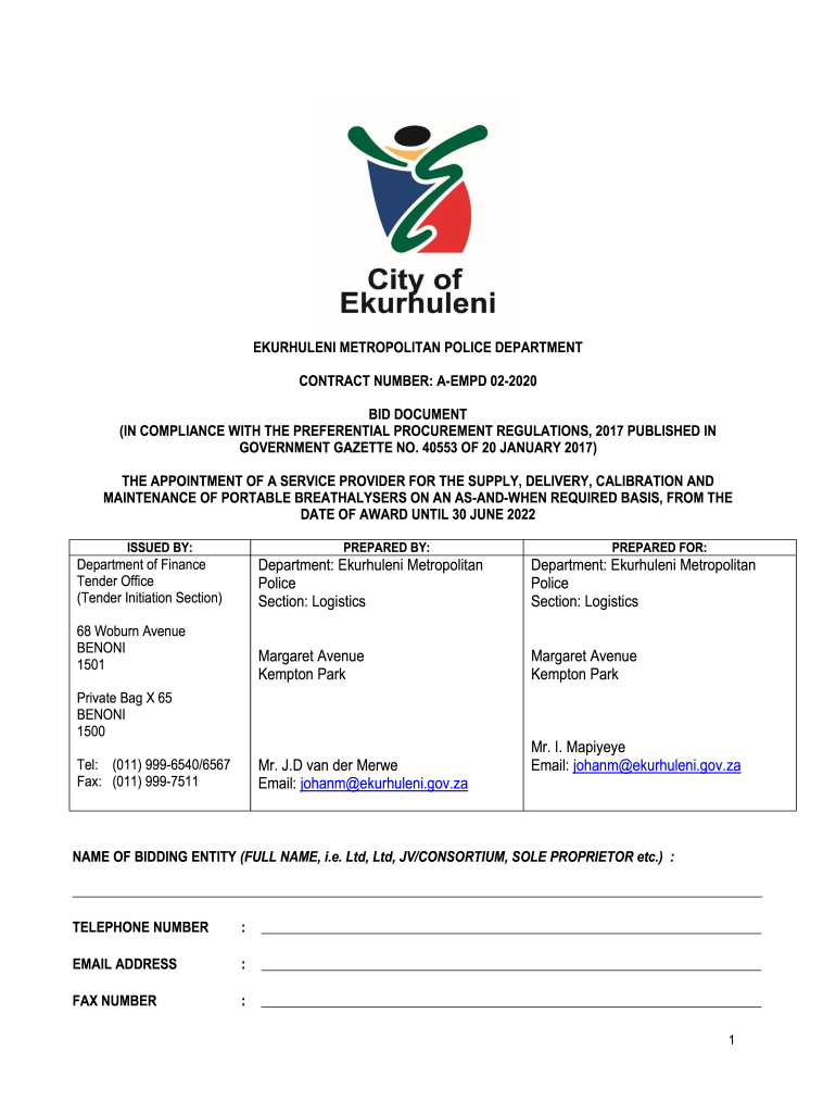 Fillable Online EKURHULENI METROPOLITAN POLICE DEPARTMENT Fax Email ...