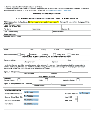 Fillable Online NCCU INTERNET NATIVE BANNER ACCESS REQUEST FORMSTUDENT ...
