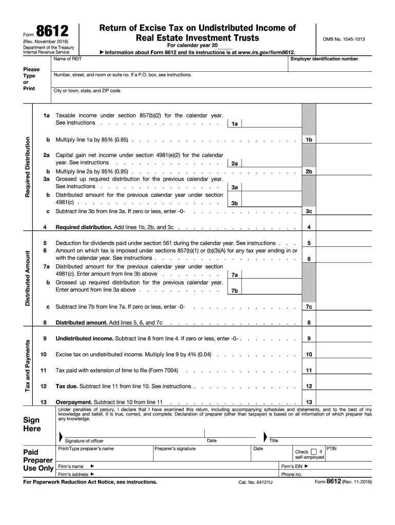 Fillable Online Form 8612 - Internal Revenue Service Fax Email Print ...