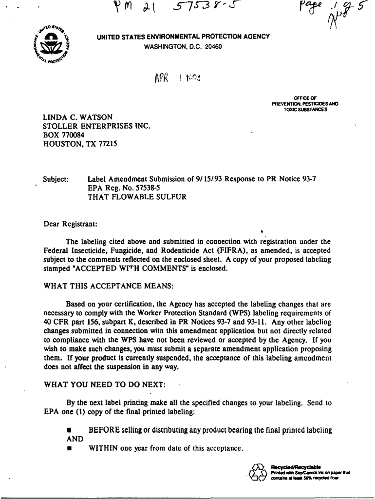Fillable Online U.S. EPA, Pesticide Product Label, THAT FLOWABLE SULFUR ...