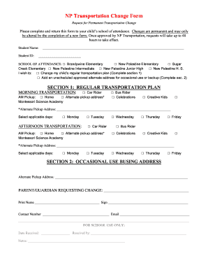 Fillable Online NP Transportation Change Form Fax Email Print - pdfFiller