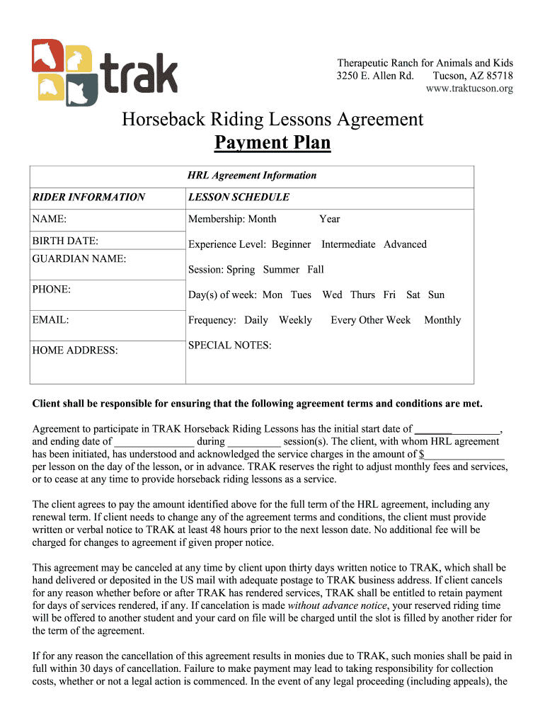 Fillable Online Therapeutic Ranch for Animals and Kids (TRAK) - Arizona ...