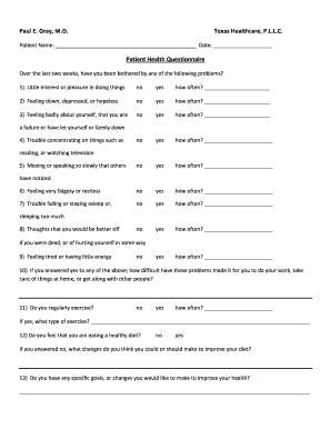 Fillable Online FREE 34+ Health Questionnaire Examples in PDF DOC ...
