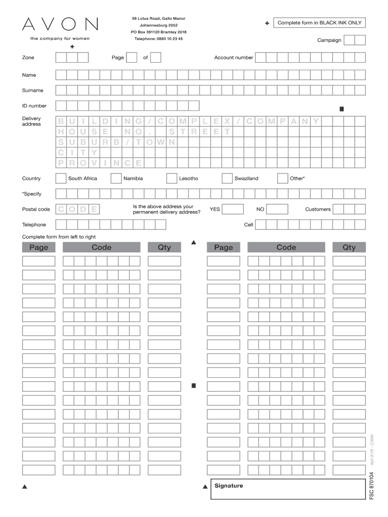 Fillable Online Avon-Order-Form.pdf - iloveavon Fax Email Print - pdfFiller