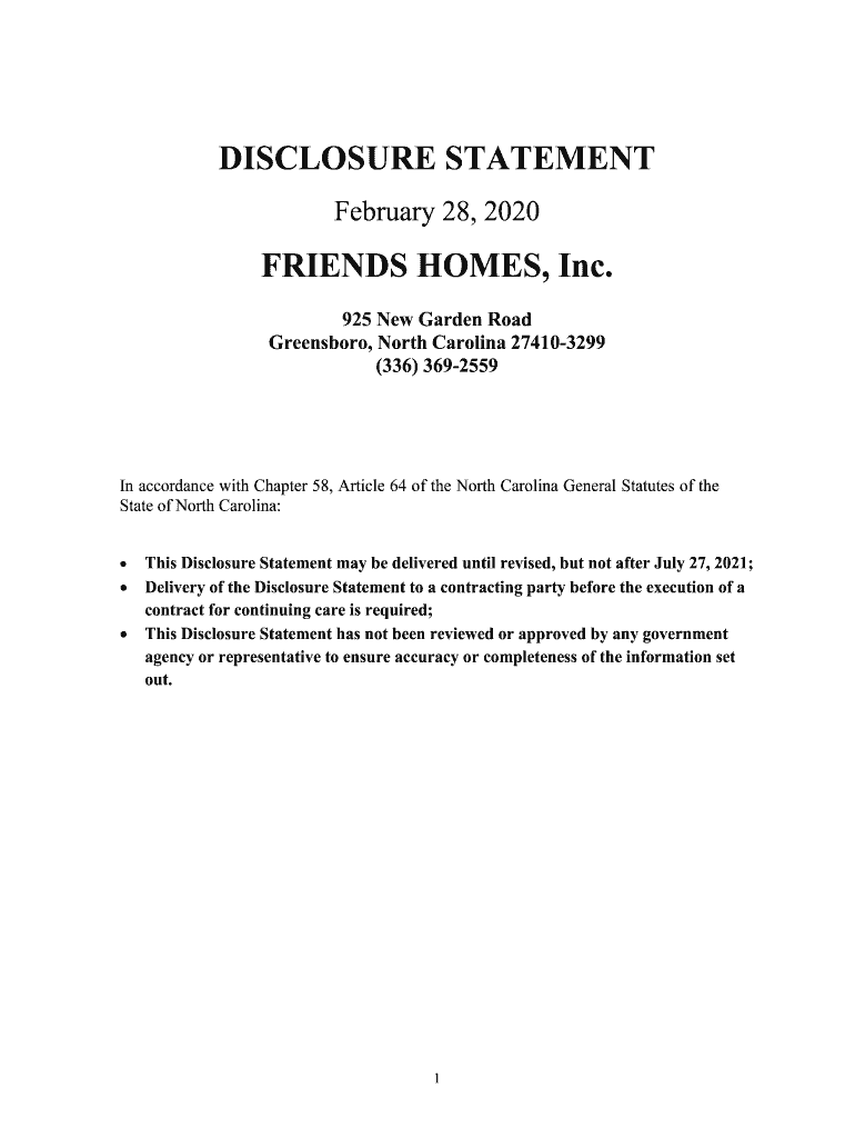 Fillable Online Disclosure Statement - North Carolina Department of ...