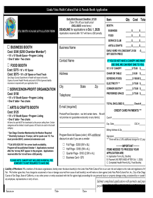 Fillable Online FIESTA BOOTH VENDOR APPLICATION FORM DEADLINE Oct. 1, 2020 Fax Email Print ...