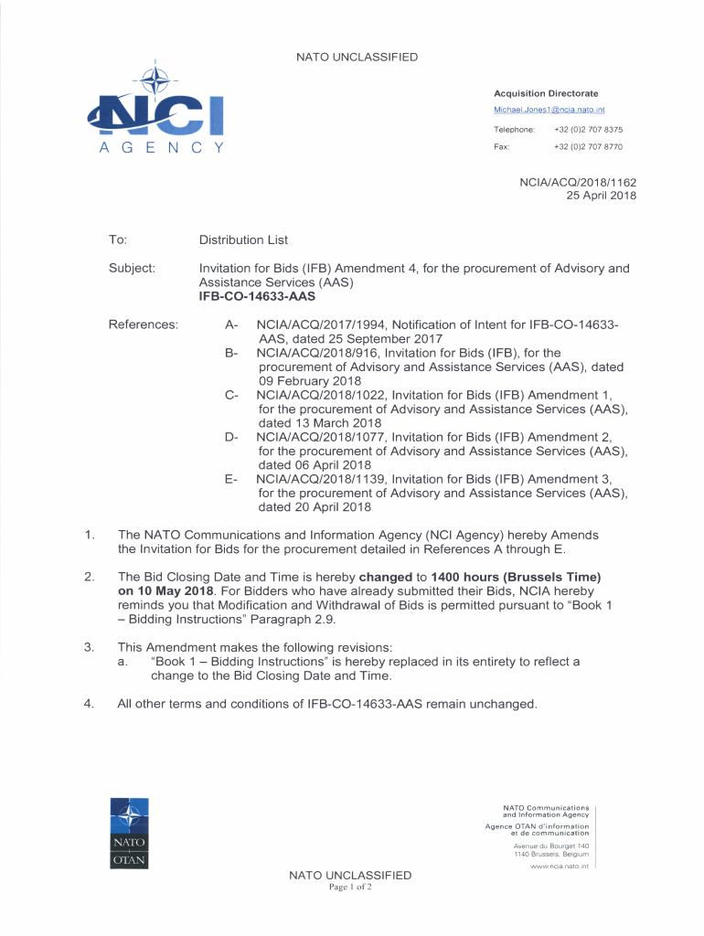 Fillable Online Distribution List Invitation for Bids (IFB) Amendment 4, for the ... Fax Email ...