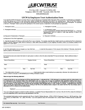 Fillable Online UFCW & Employers Trust Authorization Form Fax Email ...