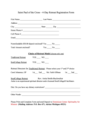 Retreat Registration Form Templates - Page 2 | pdfFiller